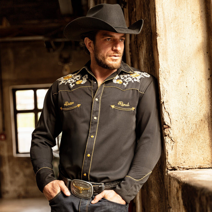 Men's Plaid Western Shirt Roger | Embroidered Cowboy Shirt | BlackHut ...